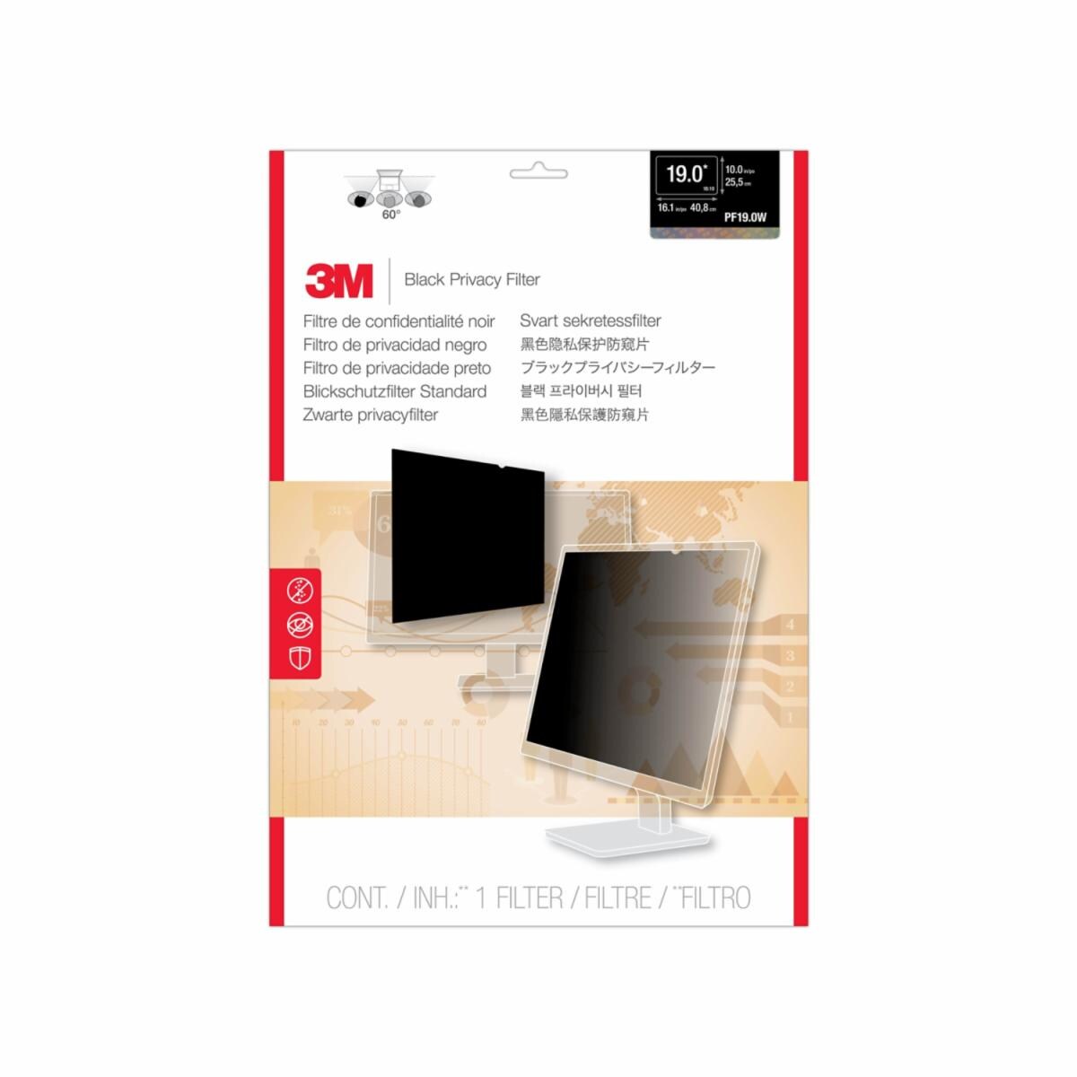 3M™ Privacy Filter for 19 in. Widescreen Monitor, PF190W1B, 16:10 | 3M India