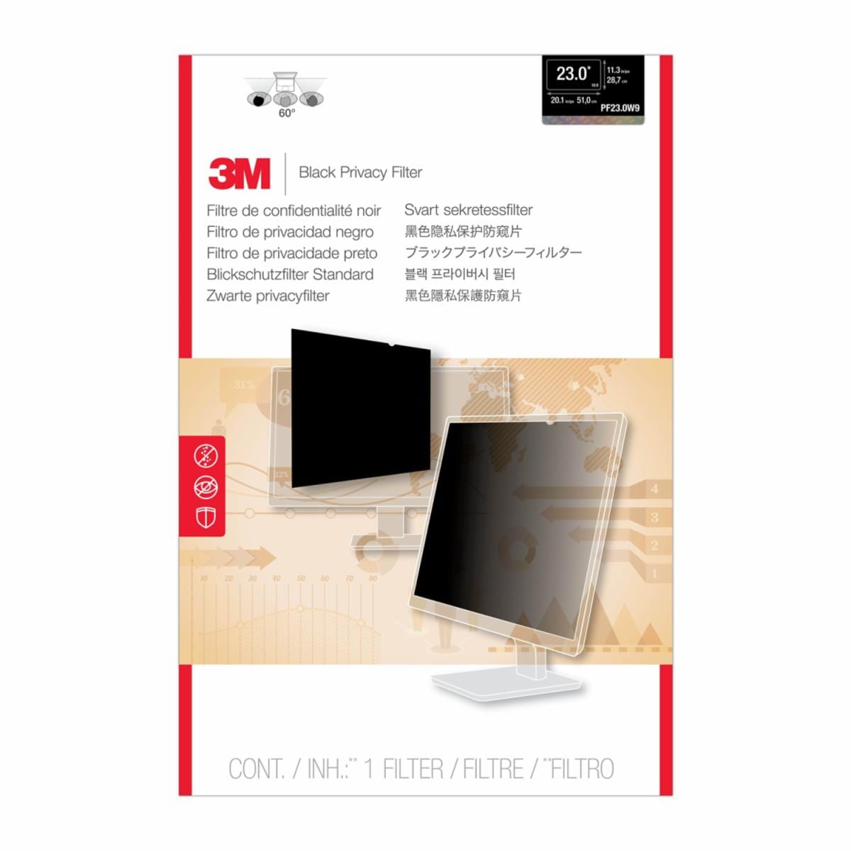 3M™ Privacy Filter for 23 in. Widescreen Monitor, PF230W9B | 3M India