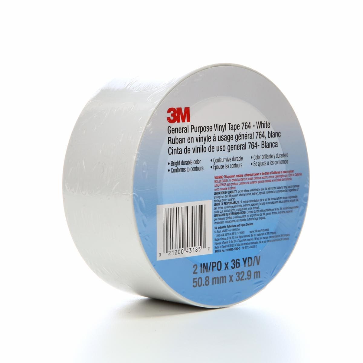 3M™ General Purpose Vinyl Tape 764, White, 2 in x 36 yd, 5 mil, 24 Roll ...