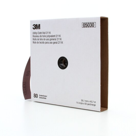 3M™ Utility Cloth Roll, 211K, grade 80, 1 1/2 in x 150 ft (38.1 mm x 45 ...