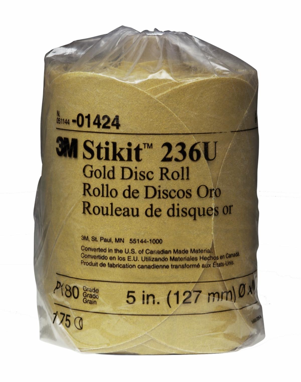 3M™ Stikit™ Gold Disc Roll, 01439, 6 in, P180A, 175 discs per roll, 6 rolls per case | 3M Puerto ...