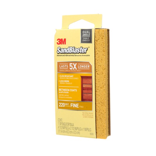 3M™ SandBlaster™ Sanding Sponge 9565, Dual Angle, 220 Grit, 4 1/2 in x ...