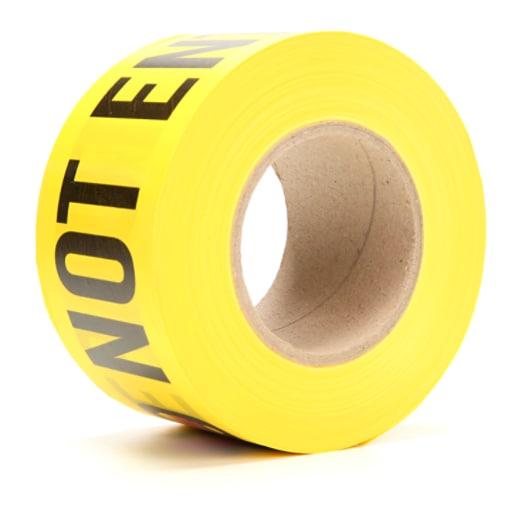 Scotch® Barricade Tape 361, CAUTION DO NOT ENTER, 3 in x 1000 ft, Yellow, 8 rolls/Case, BULK ...