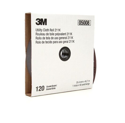 3M™ Utility Cloth Roll, 211K, grade 120, 1 in x 150 ft (25.4 mm x 45.72 ...
