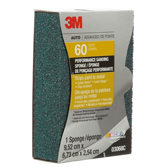 3M™ Performance Sanding Sponge, 03068, 60 grit, 1 in x 2 5/8 in (2.54 ...