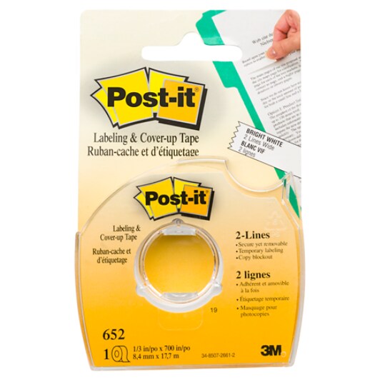 Post-it® Labeling & Cover-up Tape 8.4x17700mm, 652 | 3M Australia