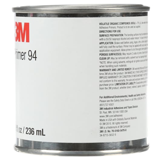 3M™ Tape Primer, 94, clear light yellow, 0.5 pint (236.6 mL) | 3M Canada
