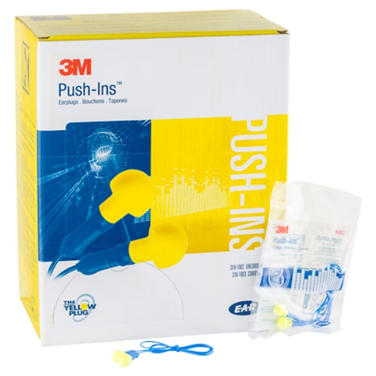 3M™ E-A-R™ Push-Ins™ Corded Earplugs, Poly Bag 318-1003, 200 Pairs/Box ...