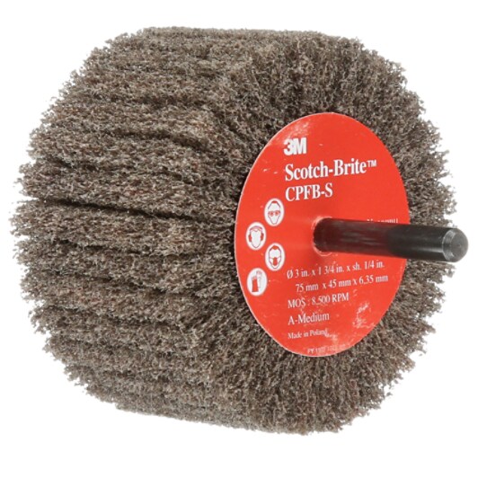 Scotch-Brite™ Cut and Polish Flap Brush, A MED, 3 in x 1-3/4 in x 1/4 ...