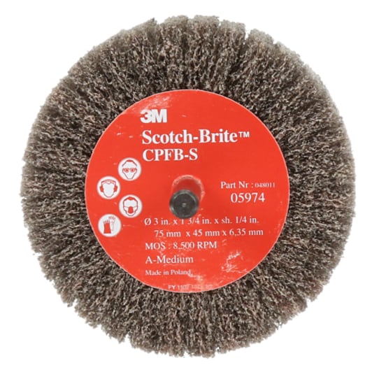Scotch-Brite™ Cut and Polish Flap Brush, A MED, 3 in x 1-3/4 in x 1/4 ...