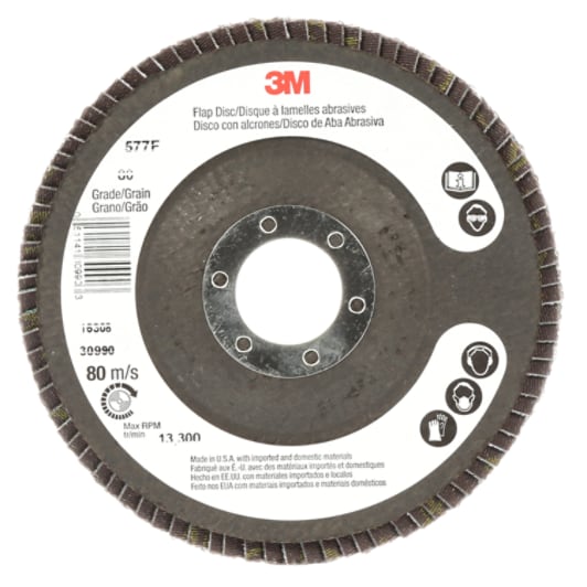 3M™ Flap Disc, 577F, grade 80, T29, 4 1/2 in x 7/8 in (114.3 mm x 22.2 ...