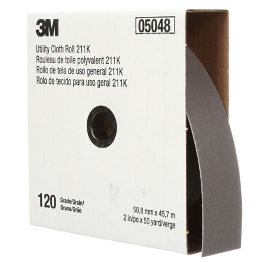 3M™ Utility Cloth Roll, 211K, grade 120, 2 in x 150 ft (50.8 mm x 45.72 ...