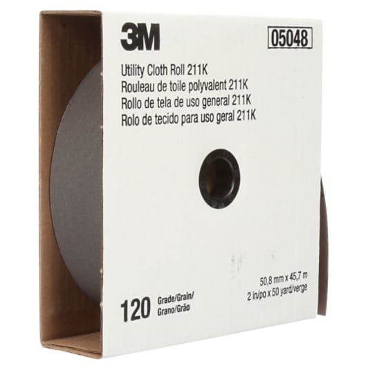 3M™ Utility Cloth Roll, 211K, grade 120, 2 in x 150 ft (50.8 mm x 45.72 ...