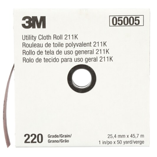 3M™ Utility Cloth Roll, 211K, grade 220, J-weight, 1 in x 150 ft (25.4 ...