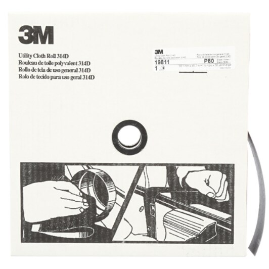 3M™ Utility Cloth Roll, 314D, P80, 1 1/2 in x 150 ft (38.1 mm x 45.72 m ...
