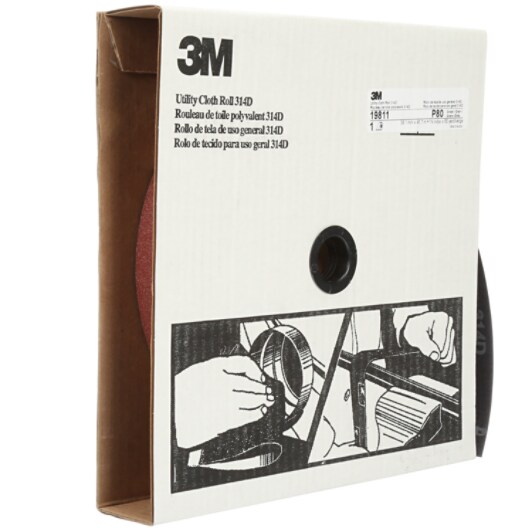 3M™ Utility Cloth Roll, 314D, P80, 1 1/2 in x 150 ft (38.1 mm x 45.72 m ...