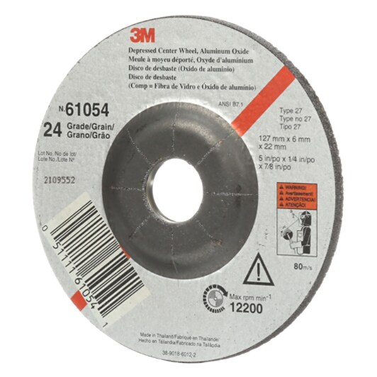 3M™ Depressed Centre Wheel, 5 in x 1/4 in x 7/8 in, type 27, grade 24 ...