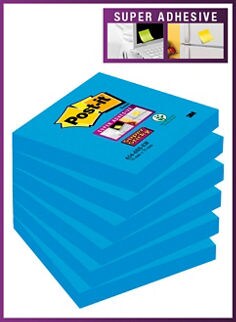 Notas Super Adhesivas Post-it®, Azul, 7.6 cm x 7.6 cm, 100 Hojas | 3M Perú