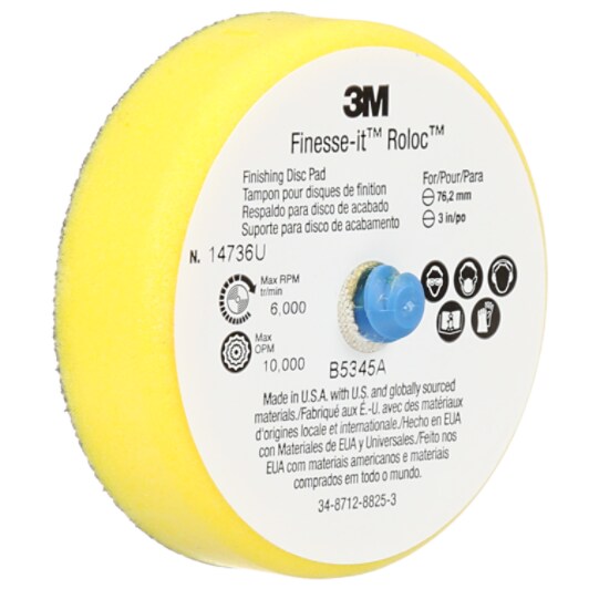 3M™ Finesse-it™ Roloc™ Finishing Disc Pad, 14736U, yellow, 3 in (76.2 ...