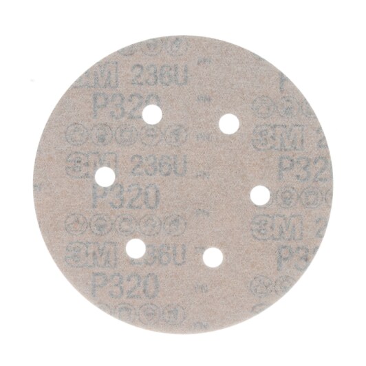 3M™ Hookit™ Paper Dust Free Disc, 236U, P320, 6 in x NH (152.4 mm x NH ...