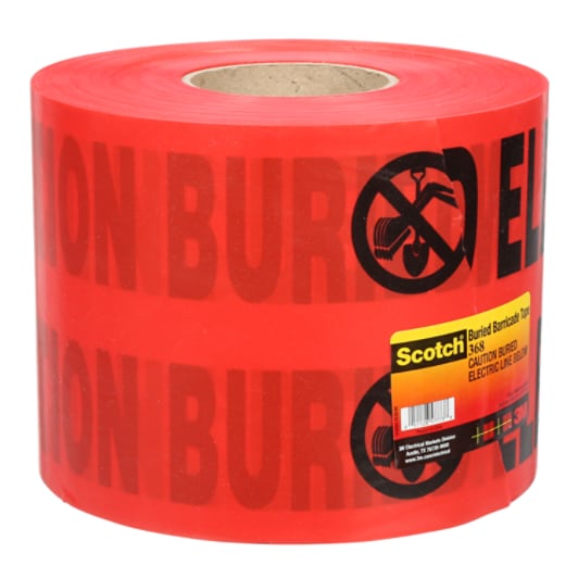 Scotch® Buried Barricade Tape, 368, red, %22Caution Buried Electric ...