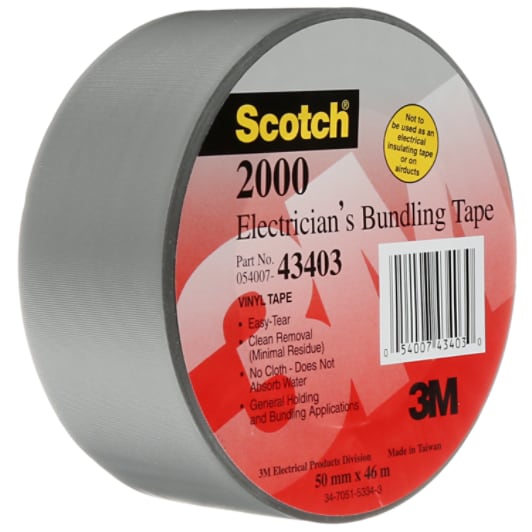 Scotch® Electrician's Duct Tape, 2000, grey, 6 mil (0.15 mm), 2 in x ...