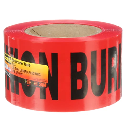 Scotch® Buried Barricade Tape, 303, red, %22Caution Buried Electric ...