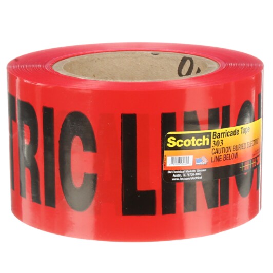 Scotch® Buried Barricade Tape, 303, red, %22Caution Buried Electric ...