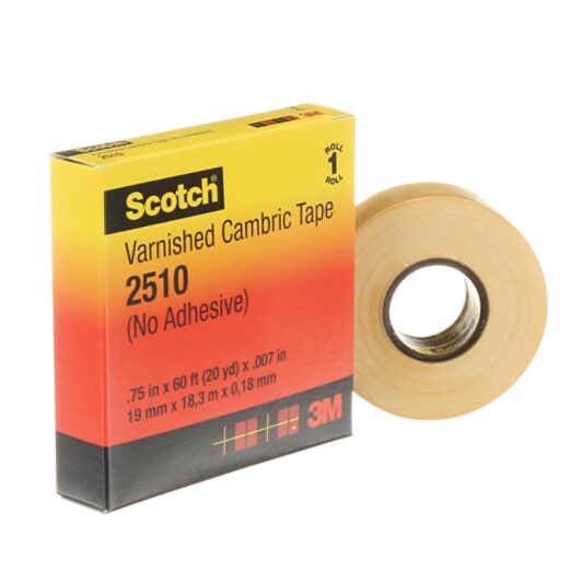 Scotch® Electrical Insulating Varnished Cambric Tape, 2510, yellow, 7 ...