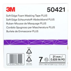 3M™ Soft Edge Foam Masking Tape PLUS, 50421, 21 mm x 49 m, 1 Roll/Case ...