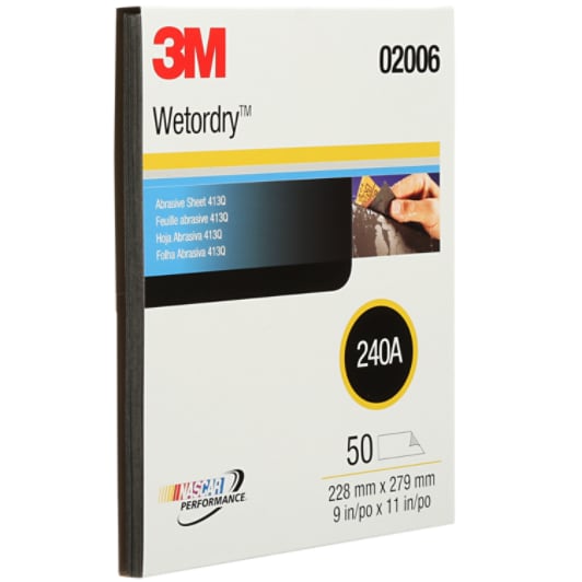 3M™ Wetordry™ Tri-M-ite™ Sheet, 413Q, 02006, 240, A-weight, 9 in x 11 ...