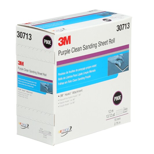 3M™ Hookit™ Purple Clean Sanding Sheet Roll, 745I, 30713, P80, E-weight ...