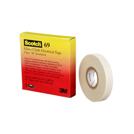 Scotch® 69 Glass Cloth Electrical Tape, white, 1/2 in x 66 ft, silicone ...