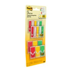 Post-it® Flags, combo pack, red, yellow and green, 1/2 in x 1-3/4 in ...