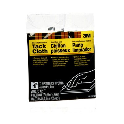 3M™ Wood Refinisher's Tack Cloth 10132NA, Single-ply 4.25 sq ft (0.39 ...