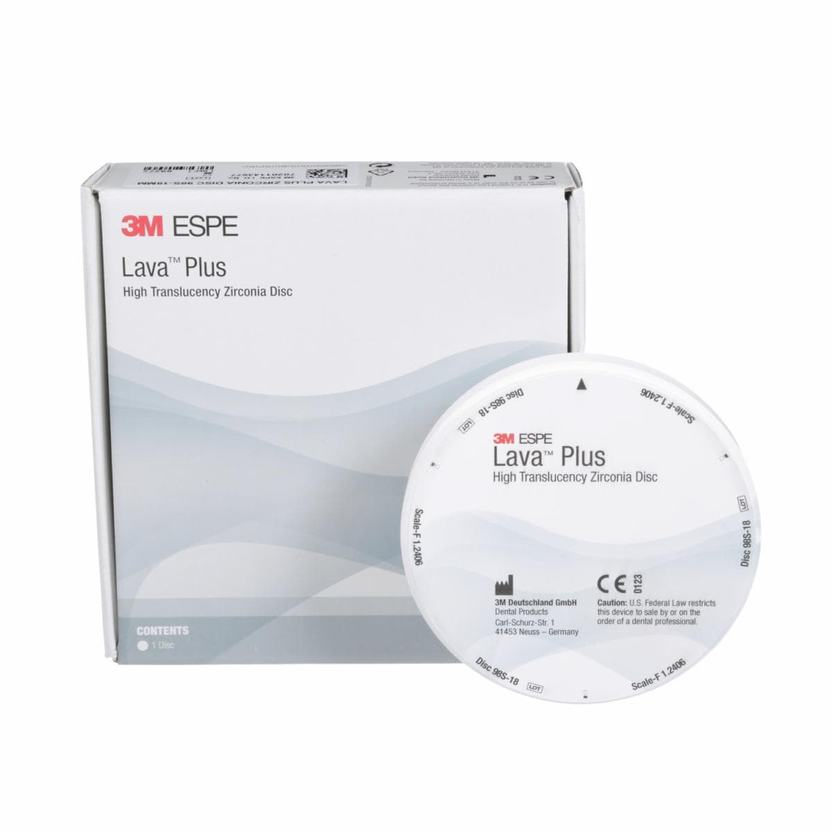 3M™ ESPE™ Lava™ Plus High Translucency Zirconia Disc, 69272, 98S x 18 ...