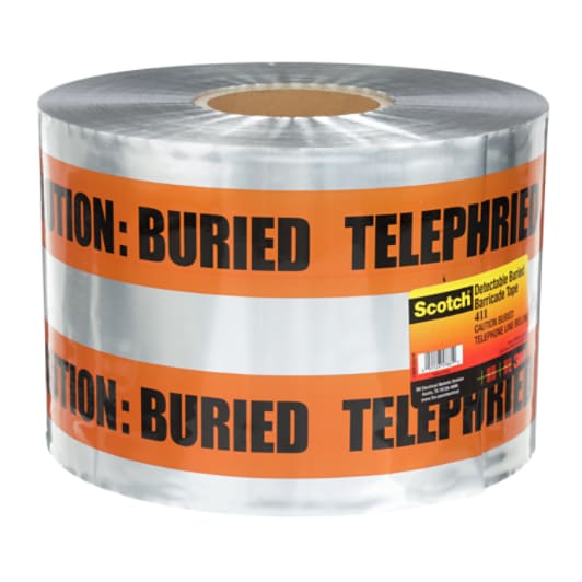 Scotch® Detectable Buried Barricade Tape, 411, red, %22Caution Buried ...