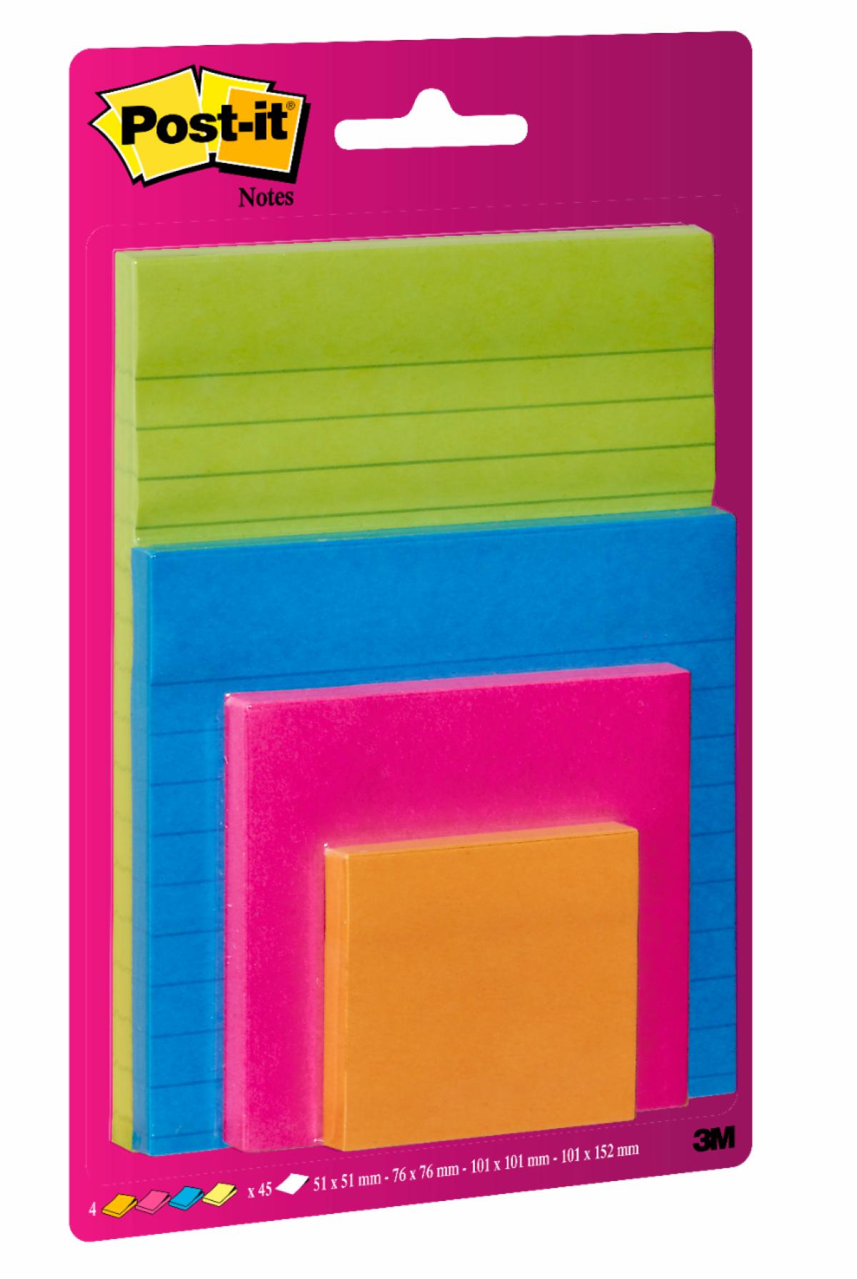 Notes Post It® Super Sticky Couleurs Assorties 2 Blocs Lignés 2