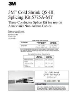 3M™ Cold Shrink QS-III 3/C Armored or Non-Armored Cable Splice Kits ...