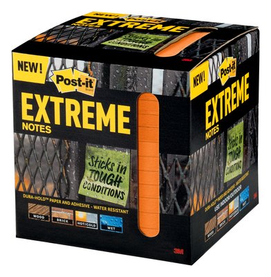 Post-it® Extreme Notes, 3 in. x 3 in., Orange, 12 Pads/Pack, 45 Sheets/Pad