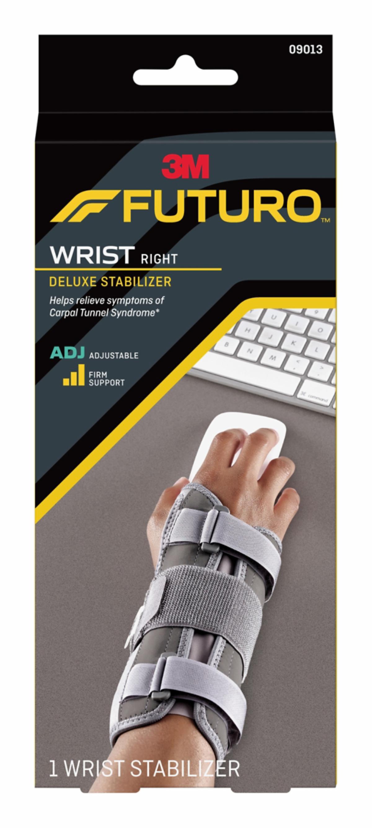 FUTURO™ Deluxe Wrist Stabilizer Right Hand, 09013ENR, Adjustable, Grey ...