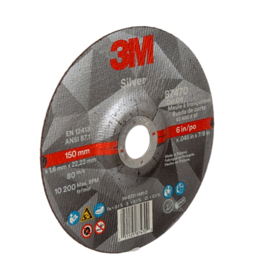 3M™ Silver Cut-Off Wheel 87470, T27, 6 in x .045 in x 7/8 in (152.4 mm ...