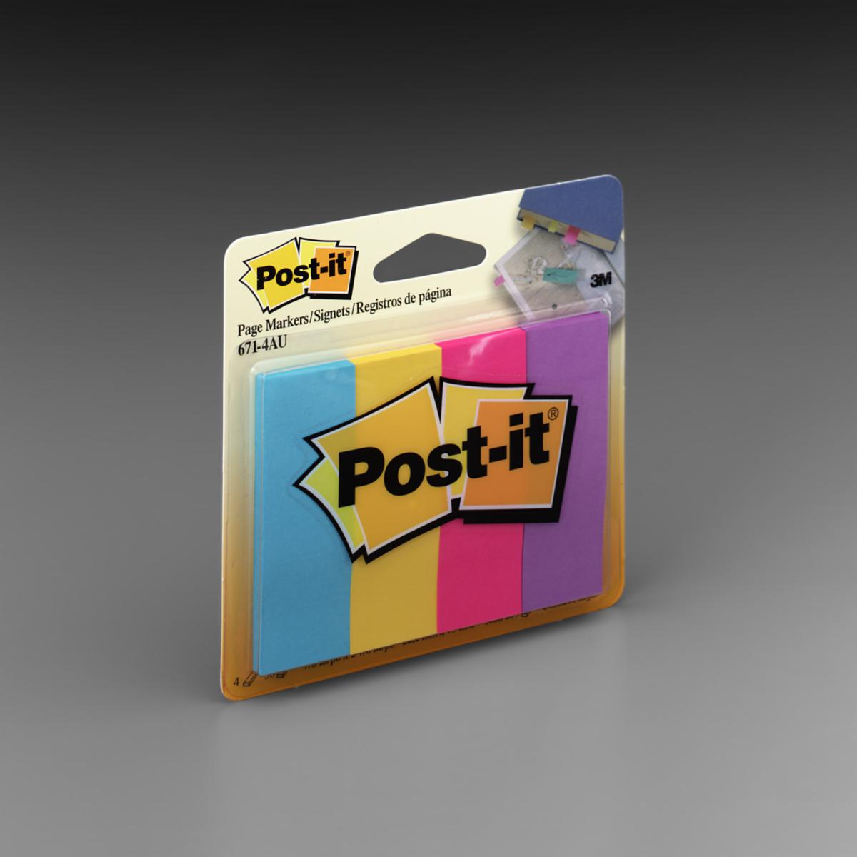 Post-it® Page Markers 671-4AU, 23 mm x 73 mm, Assorted Colors, 50 ...