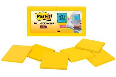 Post-it® Super Sticky Full Stick Notes, 3 in. x 3 in., Yellow, 12 Pads/Pack
