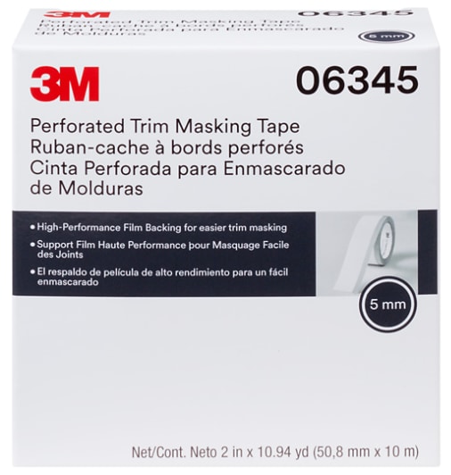 3M™ Perforated Trim Masking Tape, 06345, 5 mm Hard Band, 50.8 mm x 10 m ...