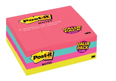 Post-it® Notes Value Pack, 1 3/8 in x 1 7/8 in, Cape Town Collection ...