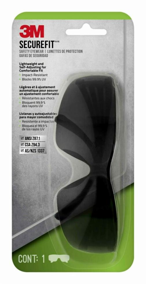 3M™ SecureFit™201 Eyewear Anti-Fog, SF201G1-DC, Gray, Gray Lens, 4/case ...