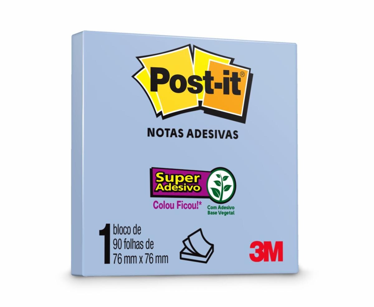 Bloco de Notas Super Adesivas Post-it®, Azul, 7.6 cm x 7.6 cm, 90 ...