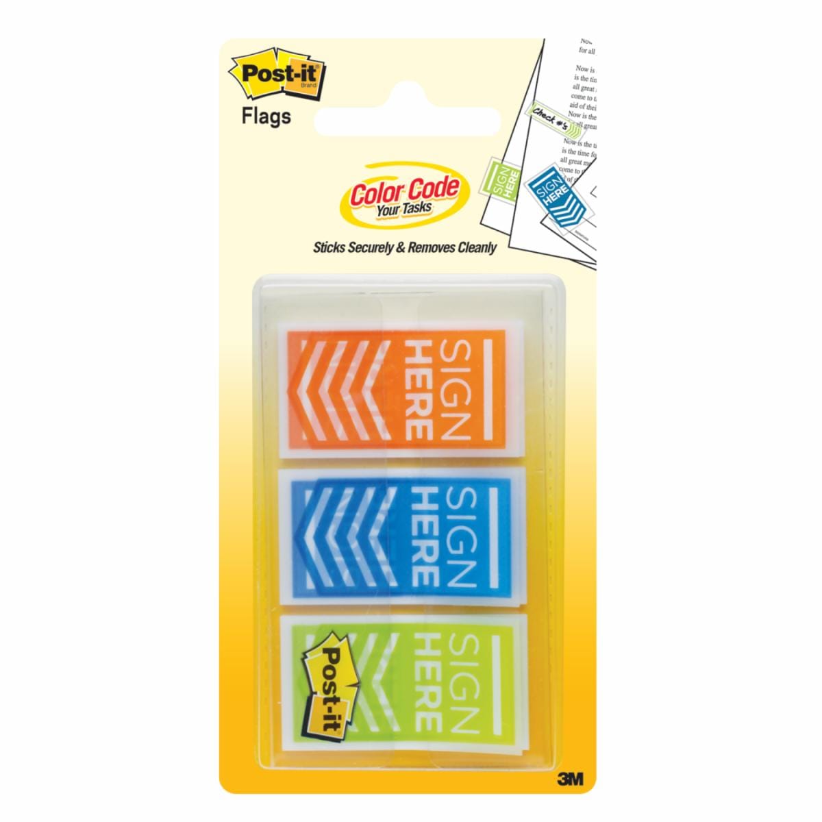 Post-it® Flags SIGN HERE 682-SH-OBL, 0.94%22x1.7%22 3-color 60 sheets ...
