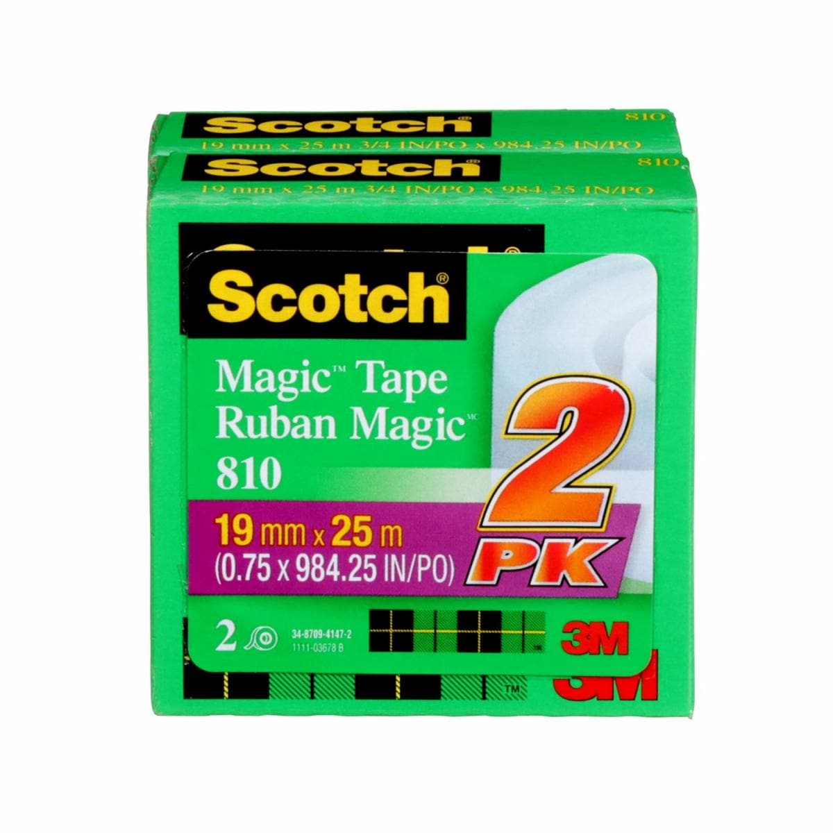 Scotch® Magic™ Tape, 810-219-C, 0.75 in x 27.34 yd (19 mm x 25 m ...